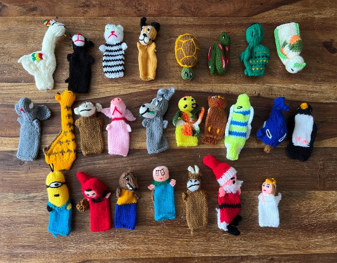25 Hand Knitted Finger Puppets Peru Story Telling Party Bags Stocking ...