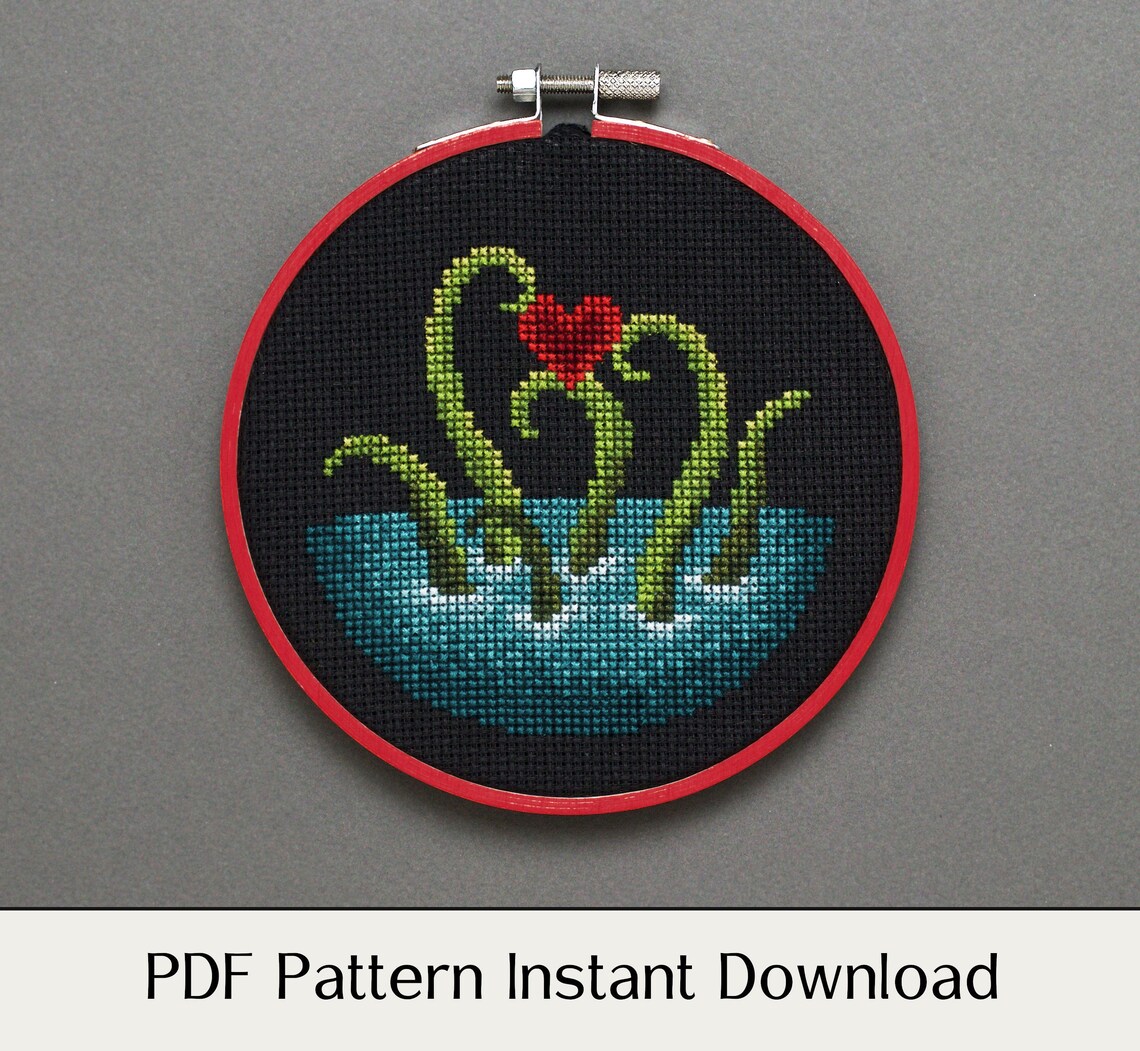 Kraken Valentine Cross Stitch Pattern Heart and Kraken PDF | Etsy