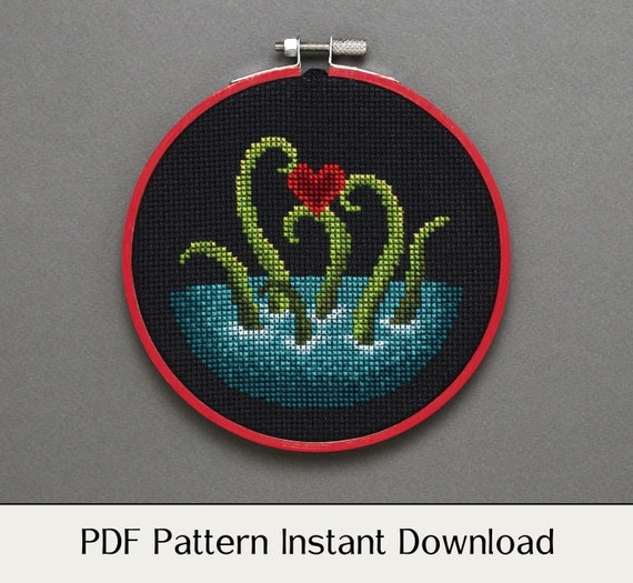 Kraken Valentine Cross Stitch Pattern Heart and Kraken PDF | Etsy