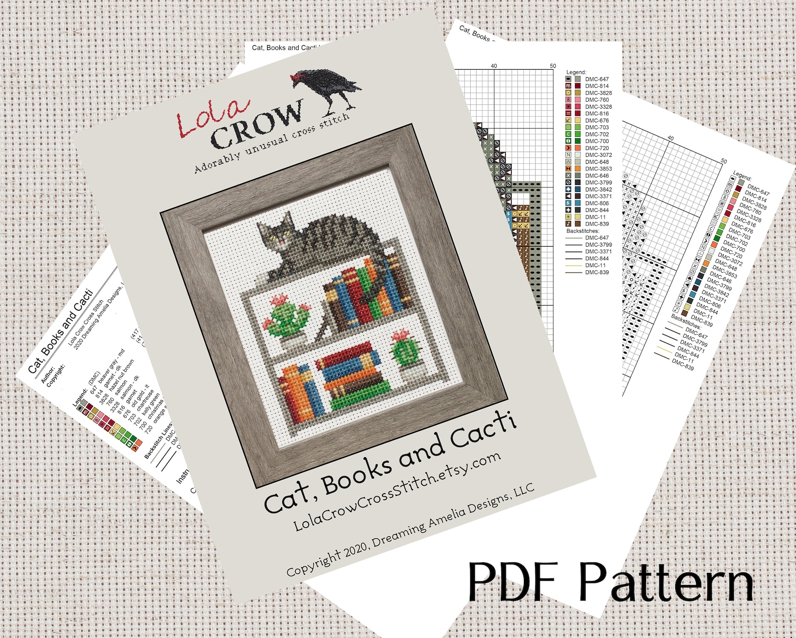 Cat Cross Stitch Pattern Books and Cactus PDF Instant - Etsy