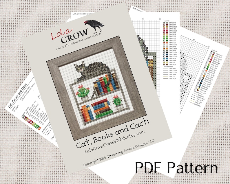 Cat Cross Stitch Pattern Books and Cactus PDF Instant - Etsy