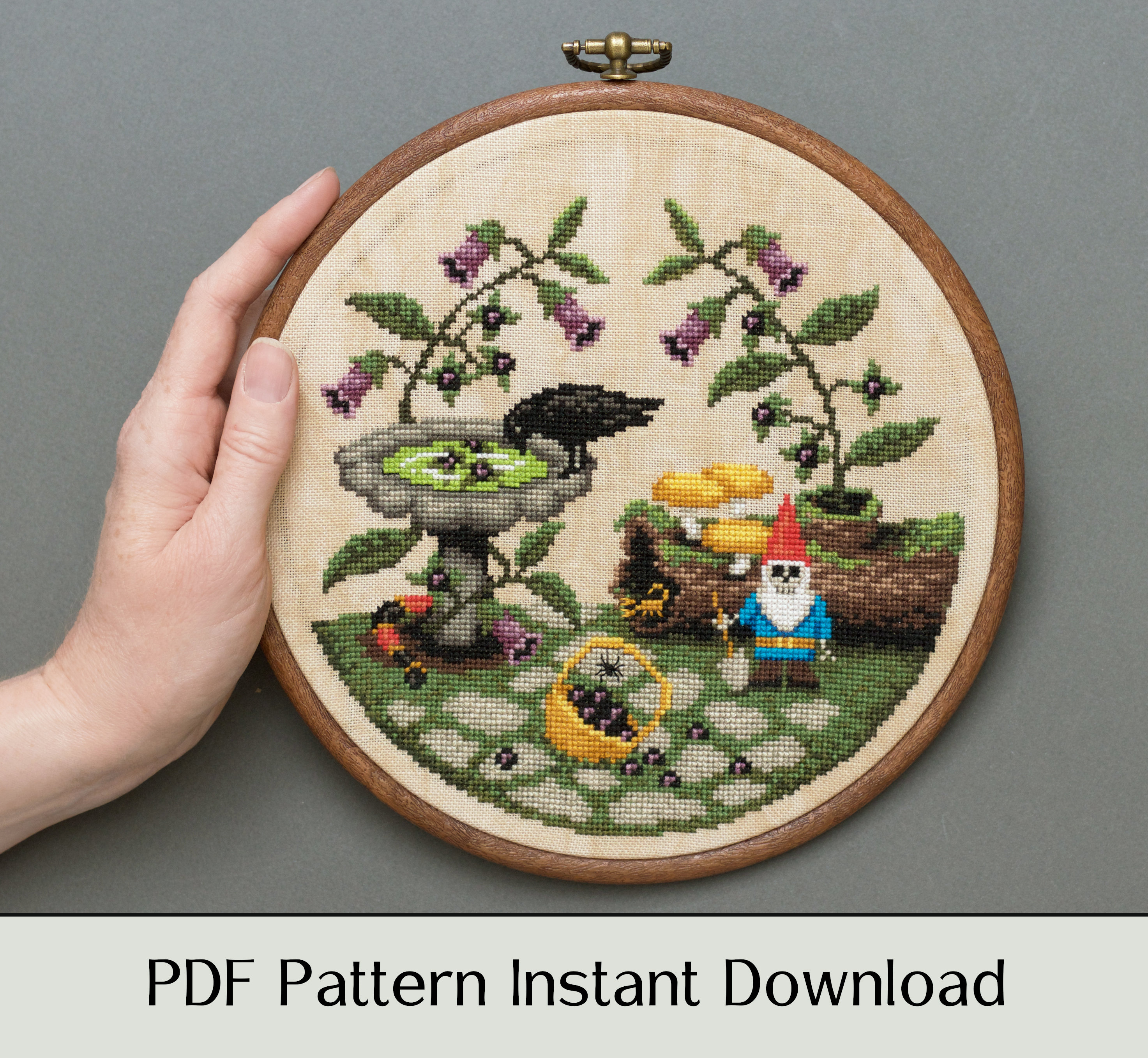 Cross Stitch Pattern - Gnome and Poison Garden - PDF Instant Download ...