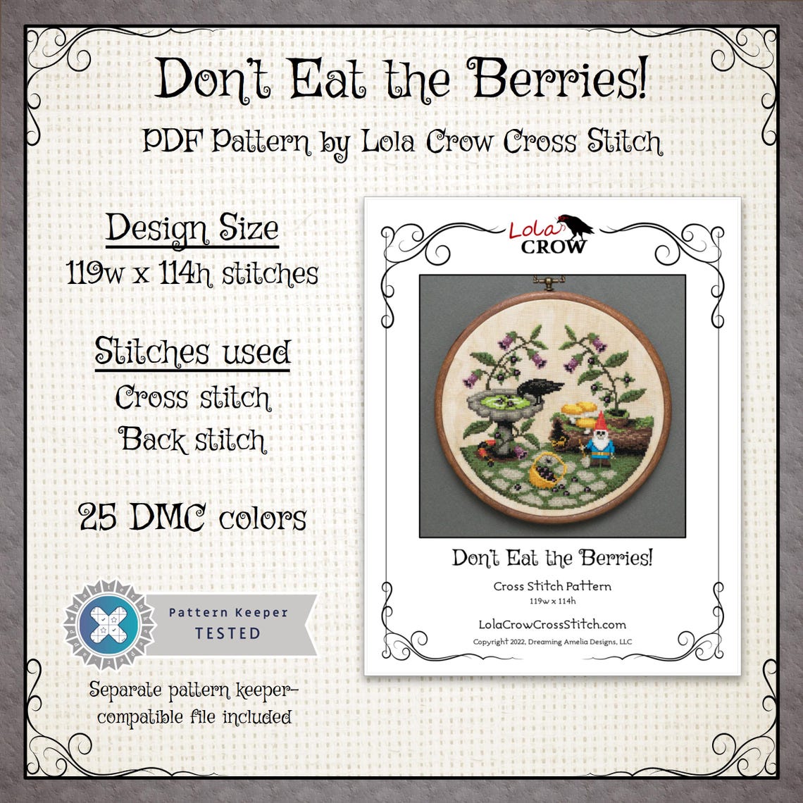 Cross Stitch Pattern - Gnome and Poison Garden - PDF Instant Download ...