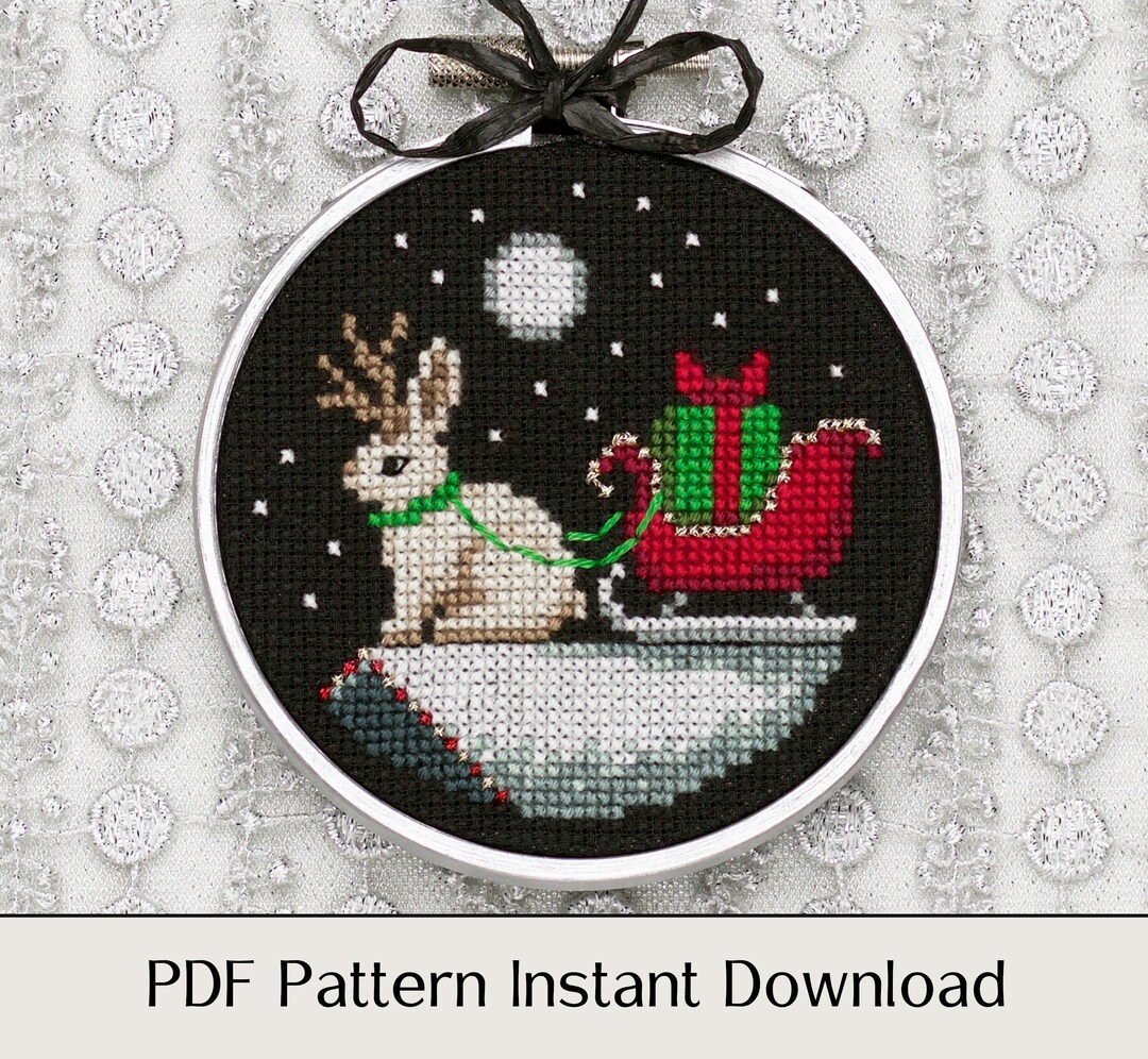 Jackalope Christmas Cross Stitch Pattern - PDF Instant Download - Etsy
