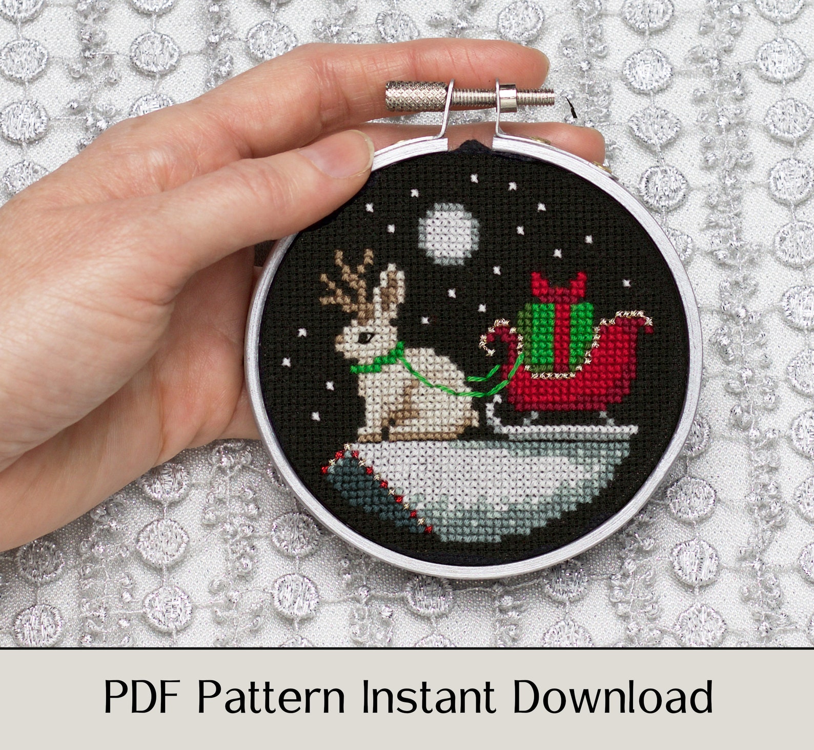 Jackalope Christmas Cross Stitch Pattern PDF Instant - Etsy