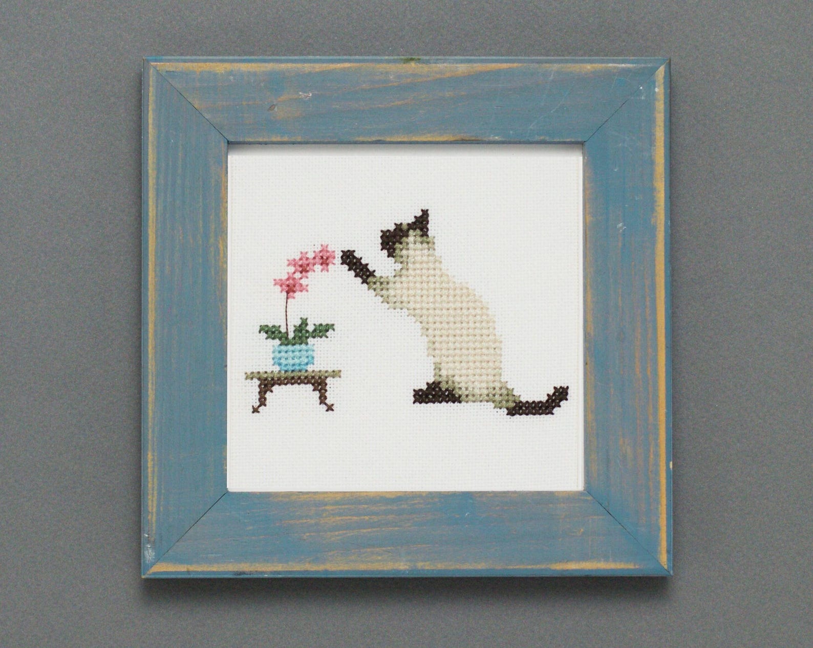 Cross Stitch Pattern - Cat and Orchid Plant - PDF Instant Download - Etsy