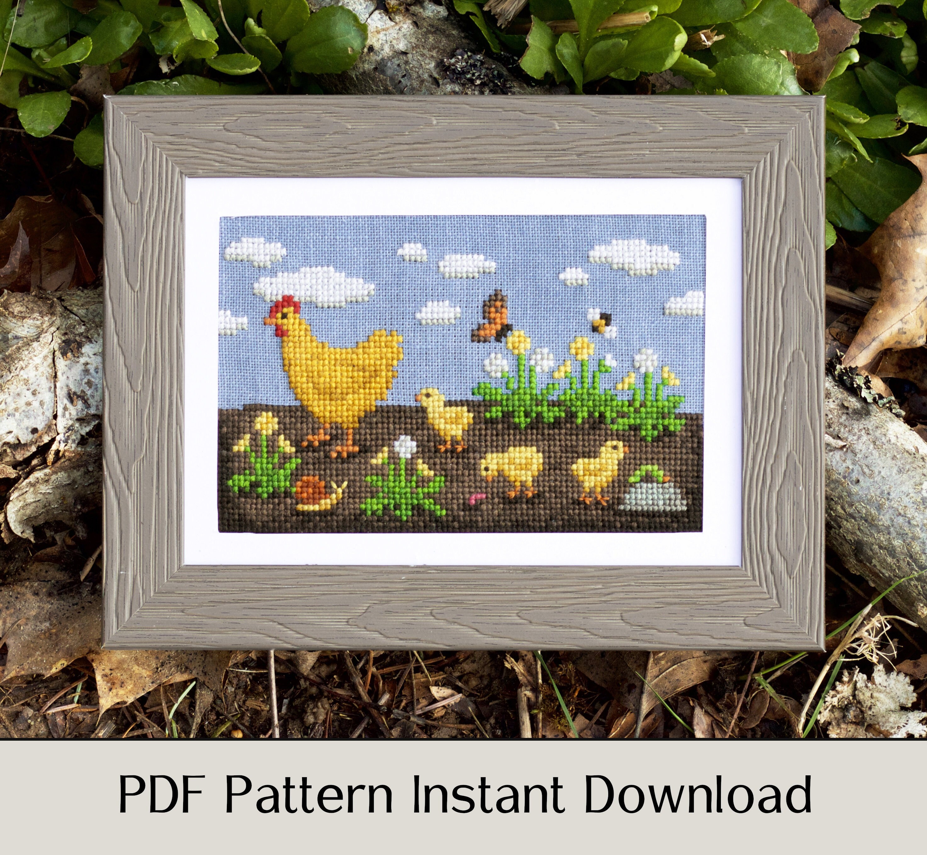 Chicken Cross Stitch Pattern Hen and Chicks PDF Instant - Etsy