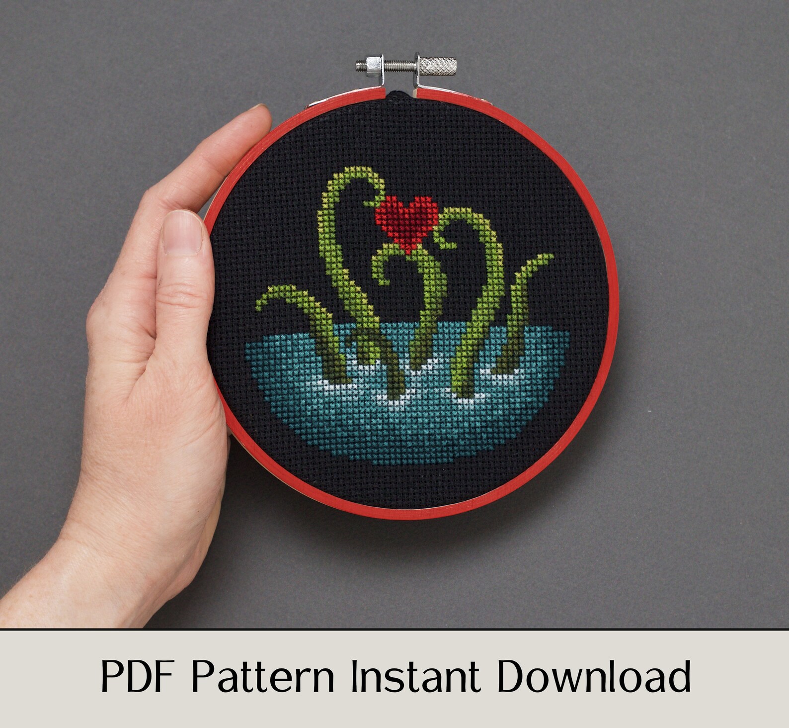 Kraken Valentine Cross Stitch Pattern Heart and Kraken PDF | Etsy