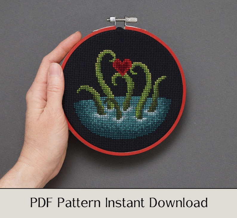 Kraken Valentine Cross Stitch Pattern Heart and Kraken PDF | Etsy