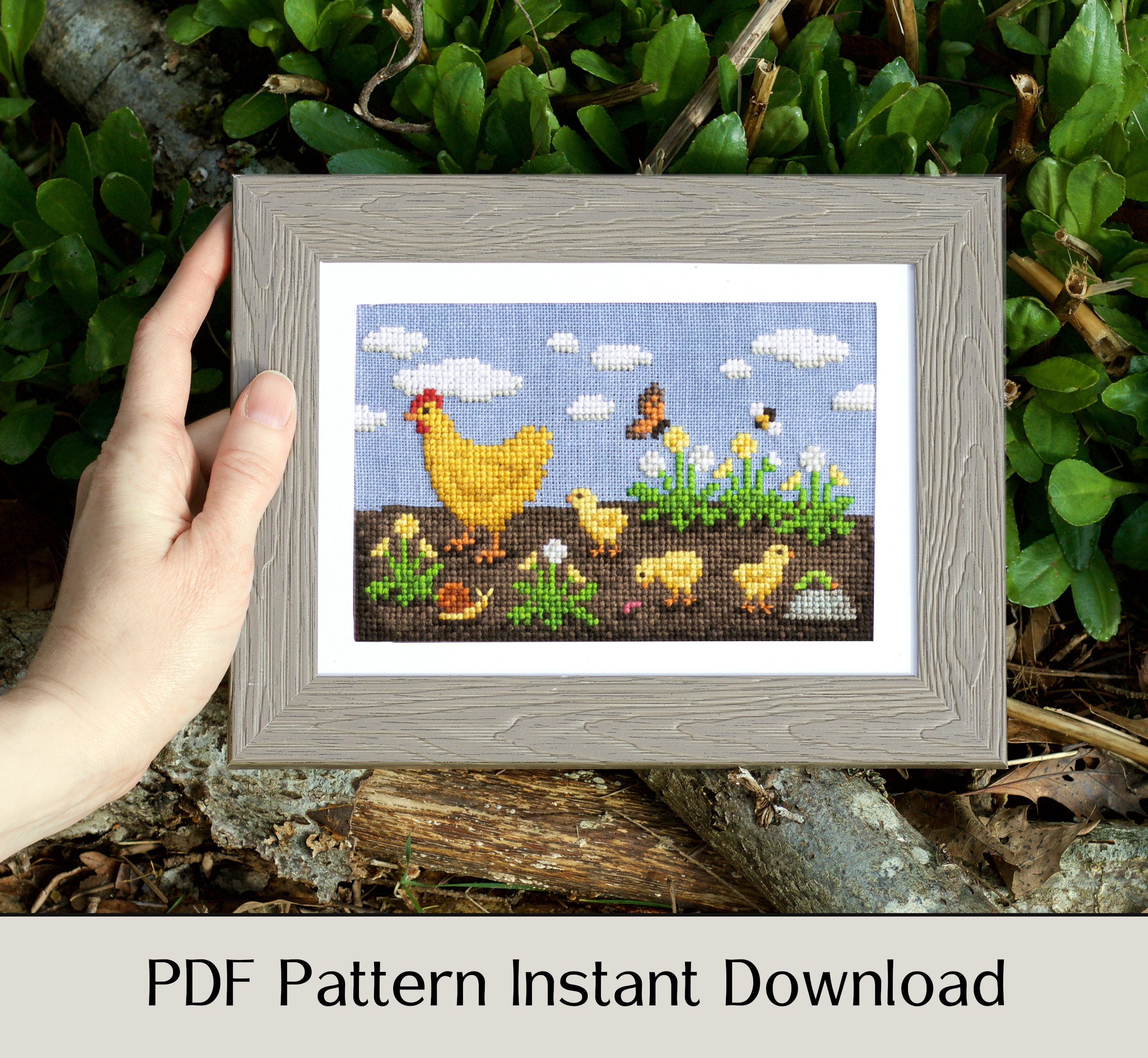 Chicken Cross Stitch Pattern Hen and Chicks PDF Instant - Etsy