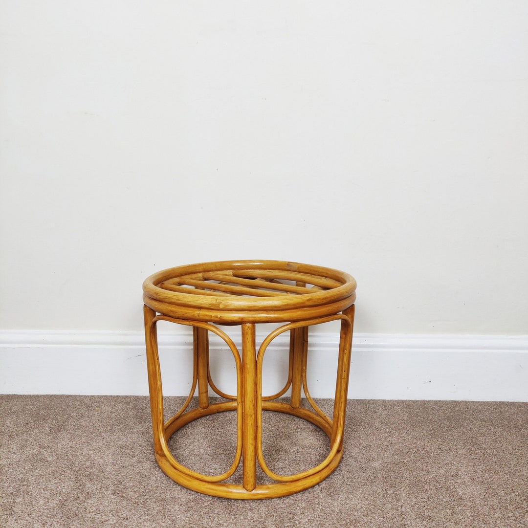 Vintage Tiki Boho Bamboo Foot Stool, Cane Plant Stand - Etsy