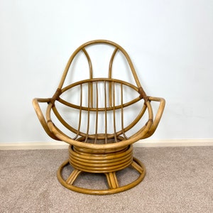 Vintage Bamboo Cane Swivel Rocking Egg Chair - Etsy UK