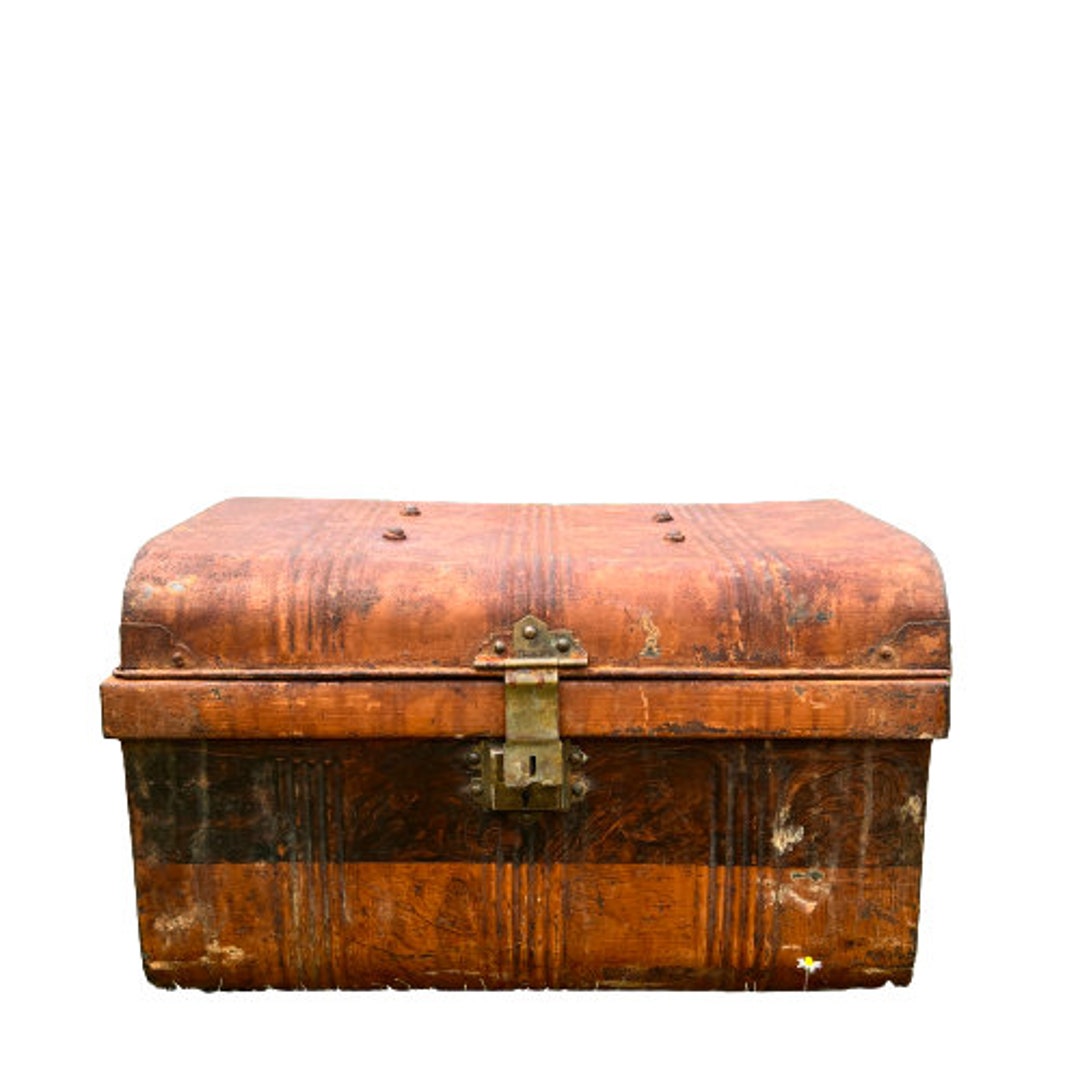 Vintage Metal Trunk Blanket Box, Industrial Tin Storage Chest - Etsy