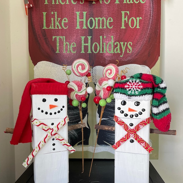 Wooden Block Snowman - Etsy