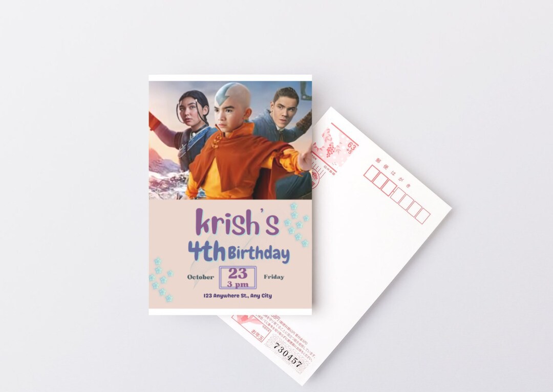 Kids Birthday Invitation, Avatar:the Last Airbender Invitation Template ...