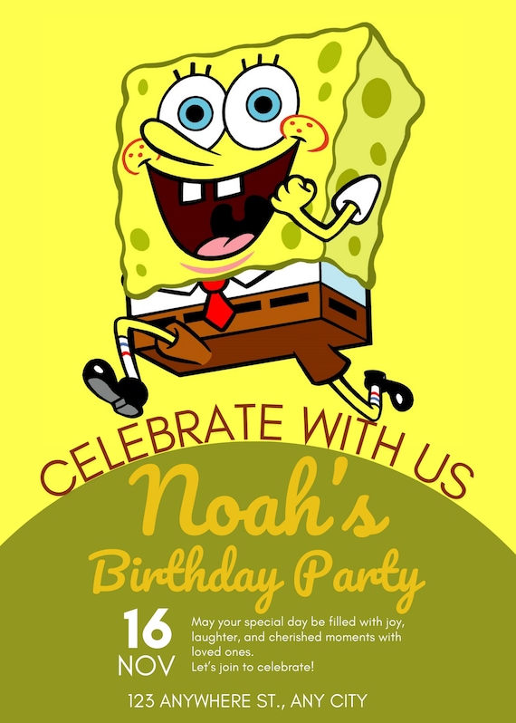 Spongebob Pool Party Invitations