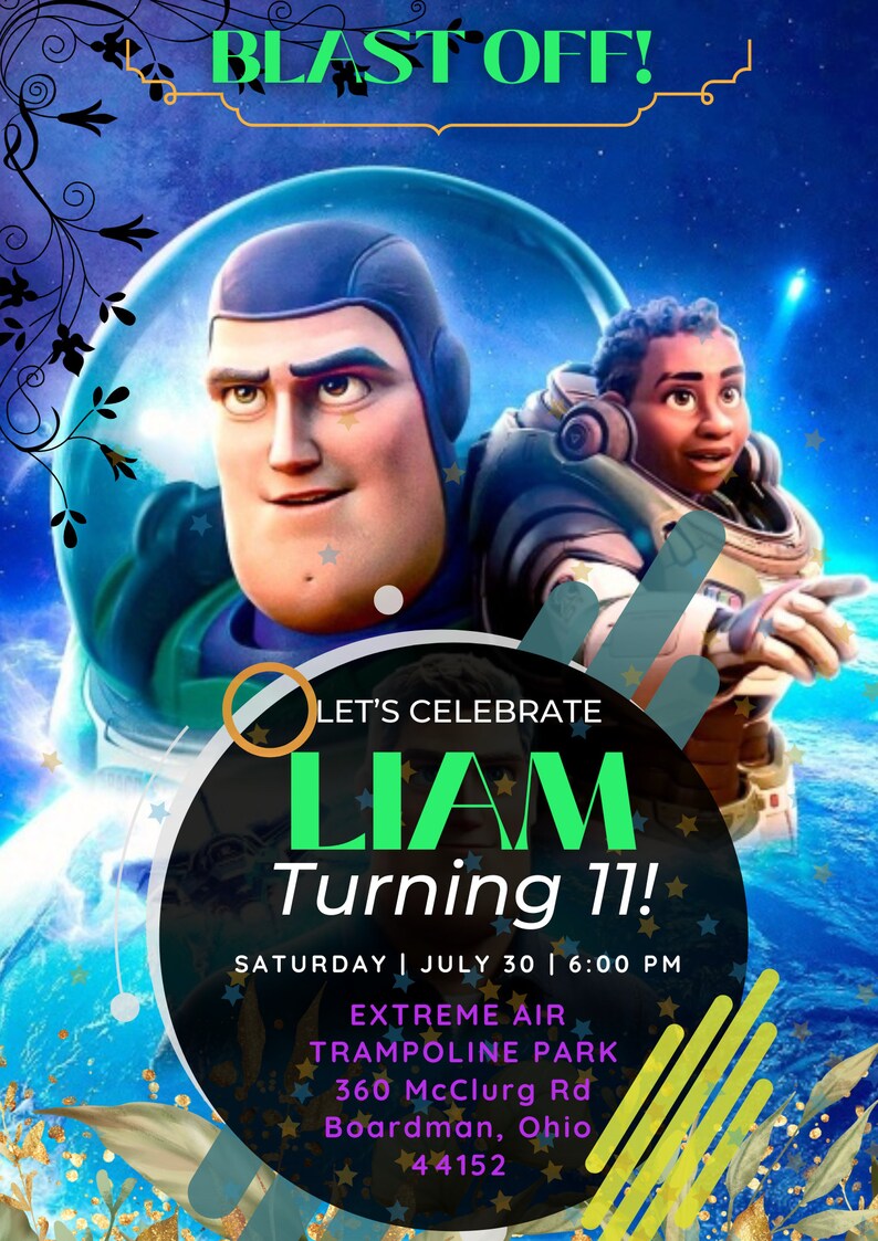 Buzz Lightyear Birthday Invitation, Digital and Printable Invite, Toy ...