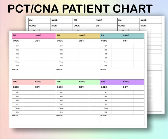 Patient Care Tech CNA Patient Chart PCT/CNA Patient Chart - Etsy