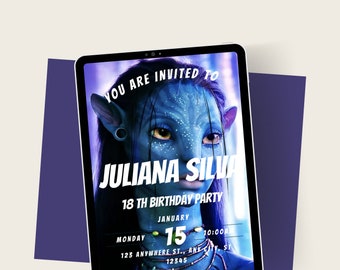Printable Avatar 2 Invitation, Pandora Editable Birthday Invite, Avatar ...