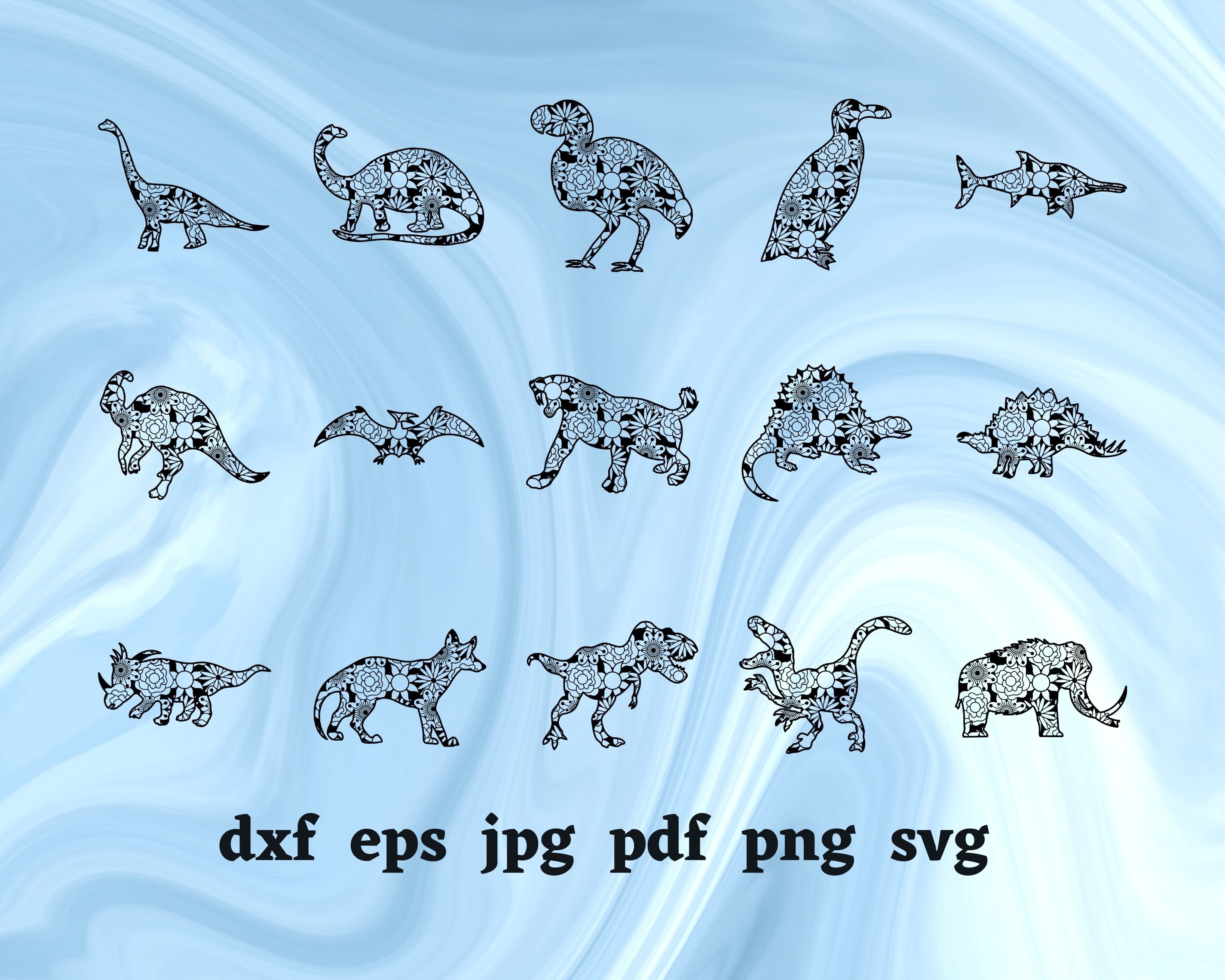 Extinct Animal Mandala / Zentangle Bundle SVG Cut File - Etsy