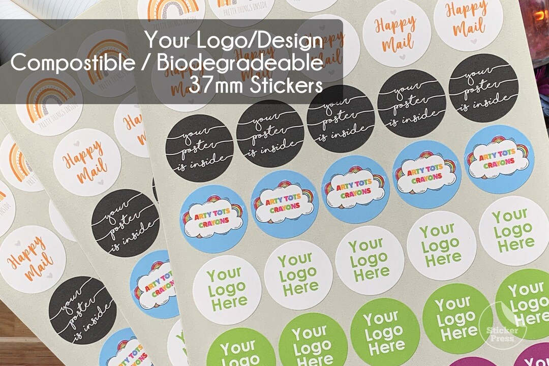 Eco Friendly Business Stickers, Compostable Logo Stickers, Bio ...