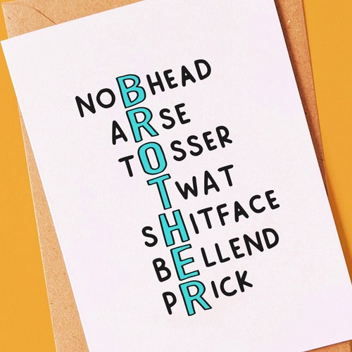 Funny Rude Birthday Card for Him or Her Brother or Sister | Etsy UK