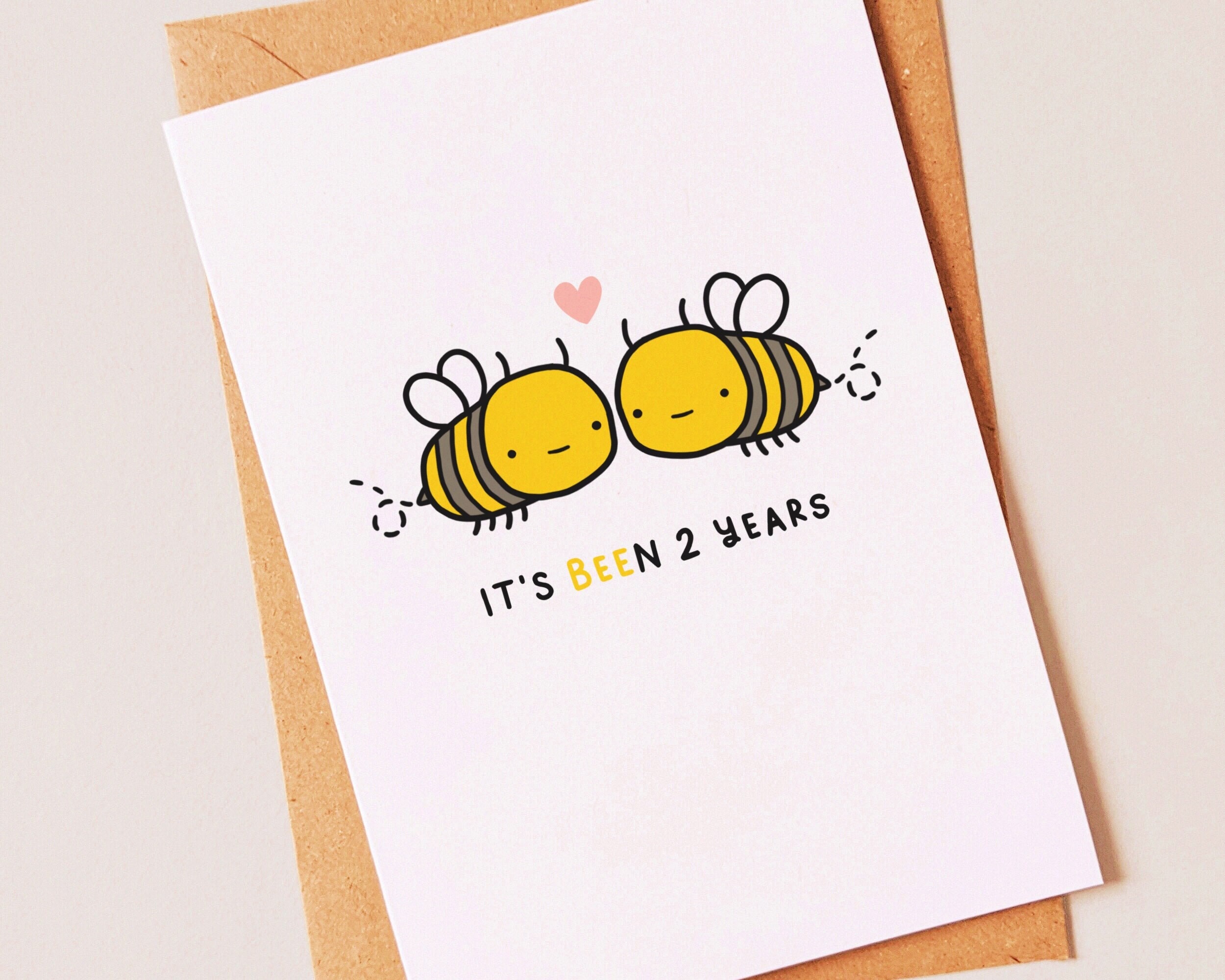 2 Year Cute Bee Card for a 2nd Wedding Anniversary for Him - Etsy