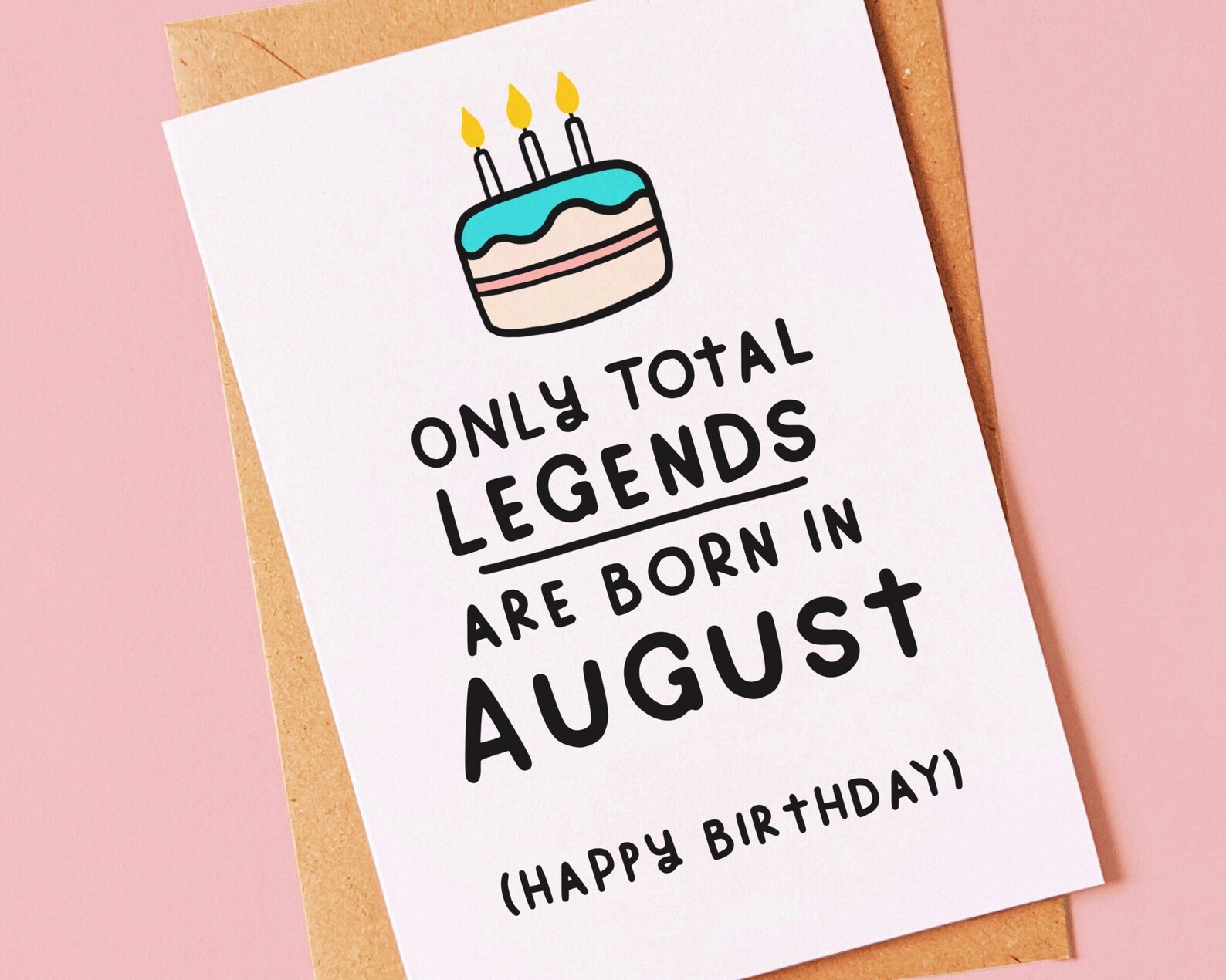 August Cute and funny birthday card for him her best | Etsy