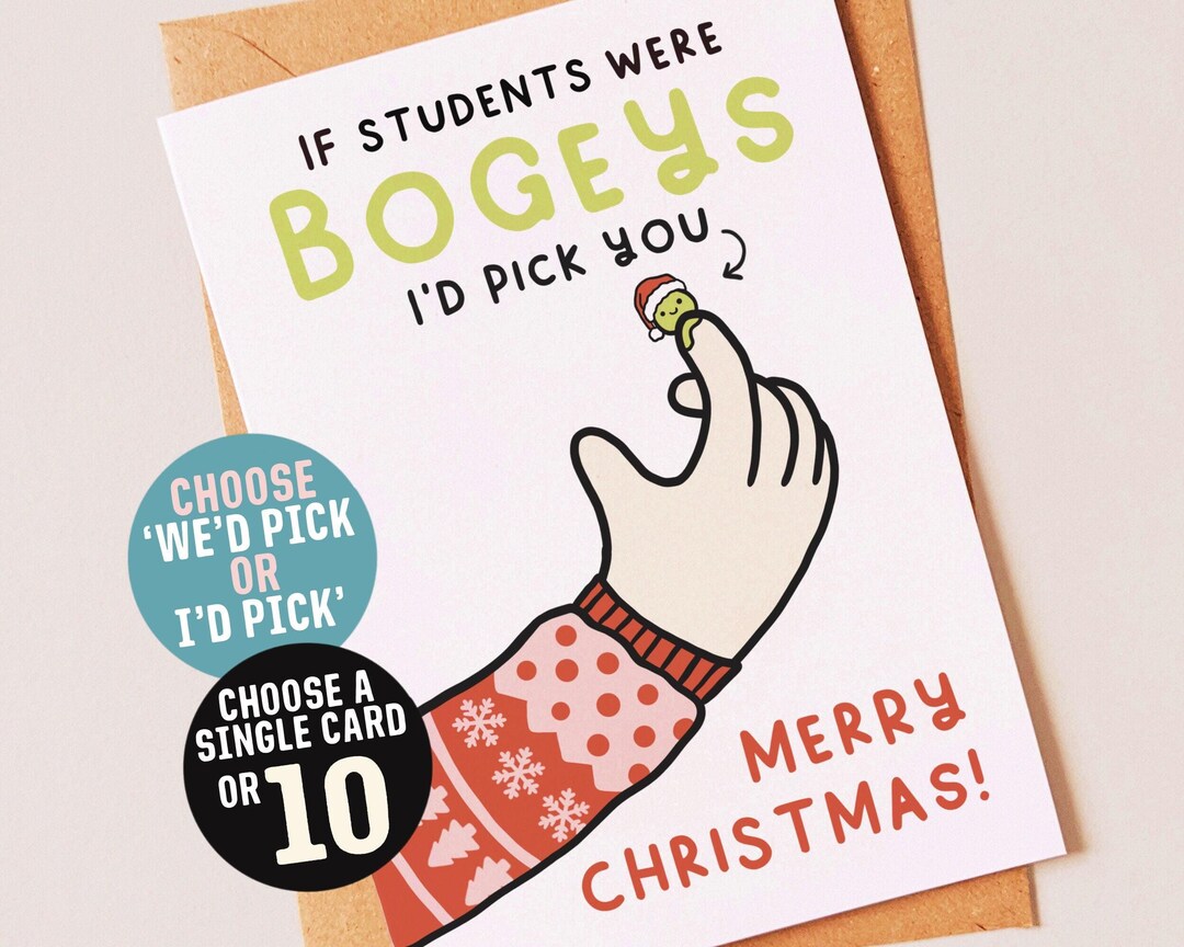 Cute, Funny Student, Pupil Christmas Card Xmas Greeting for Him, Her ...