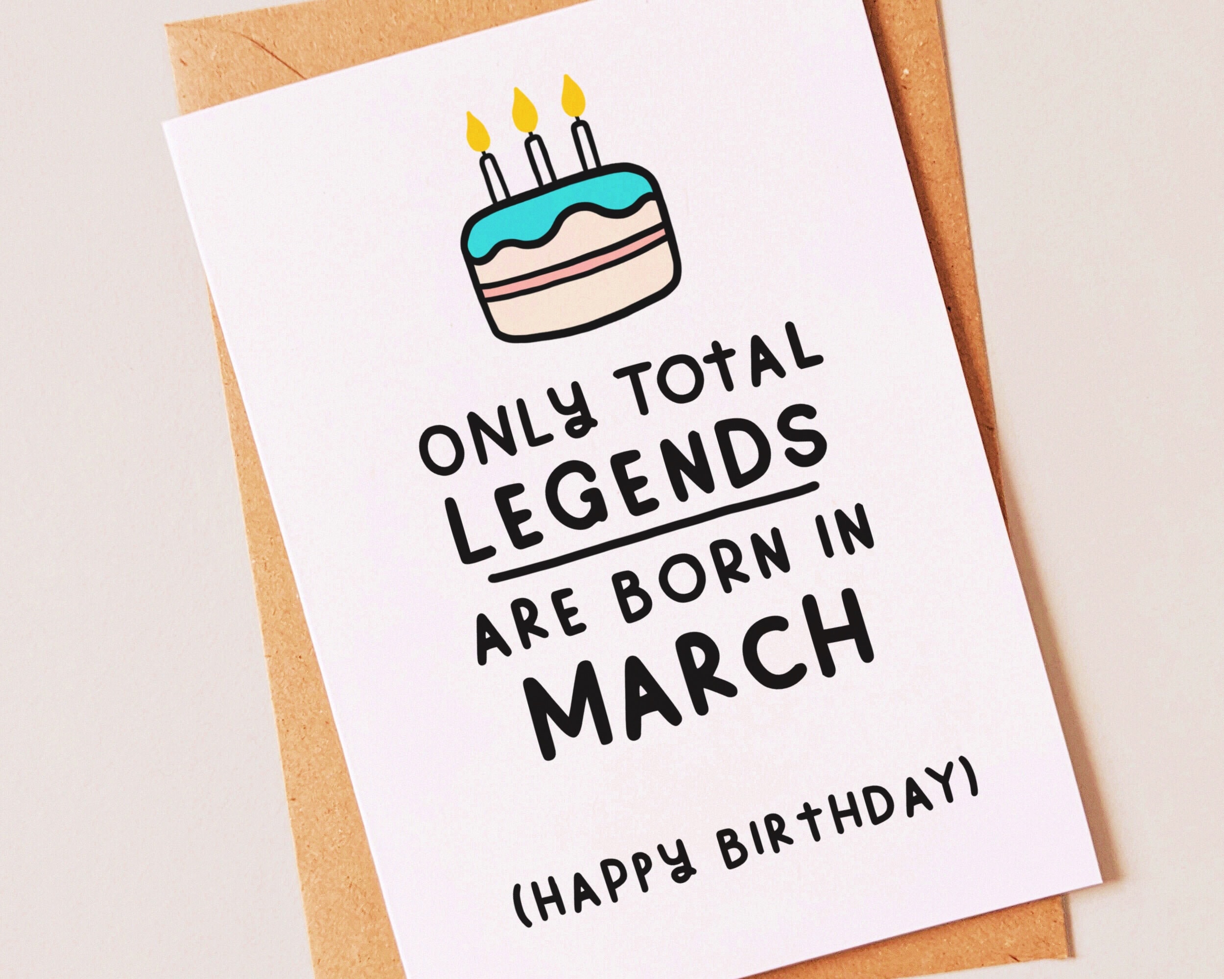 March Cute Funny birthday card for him her best friend | Etsy