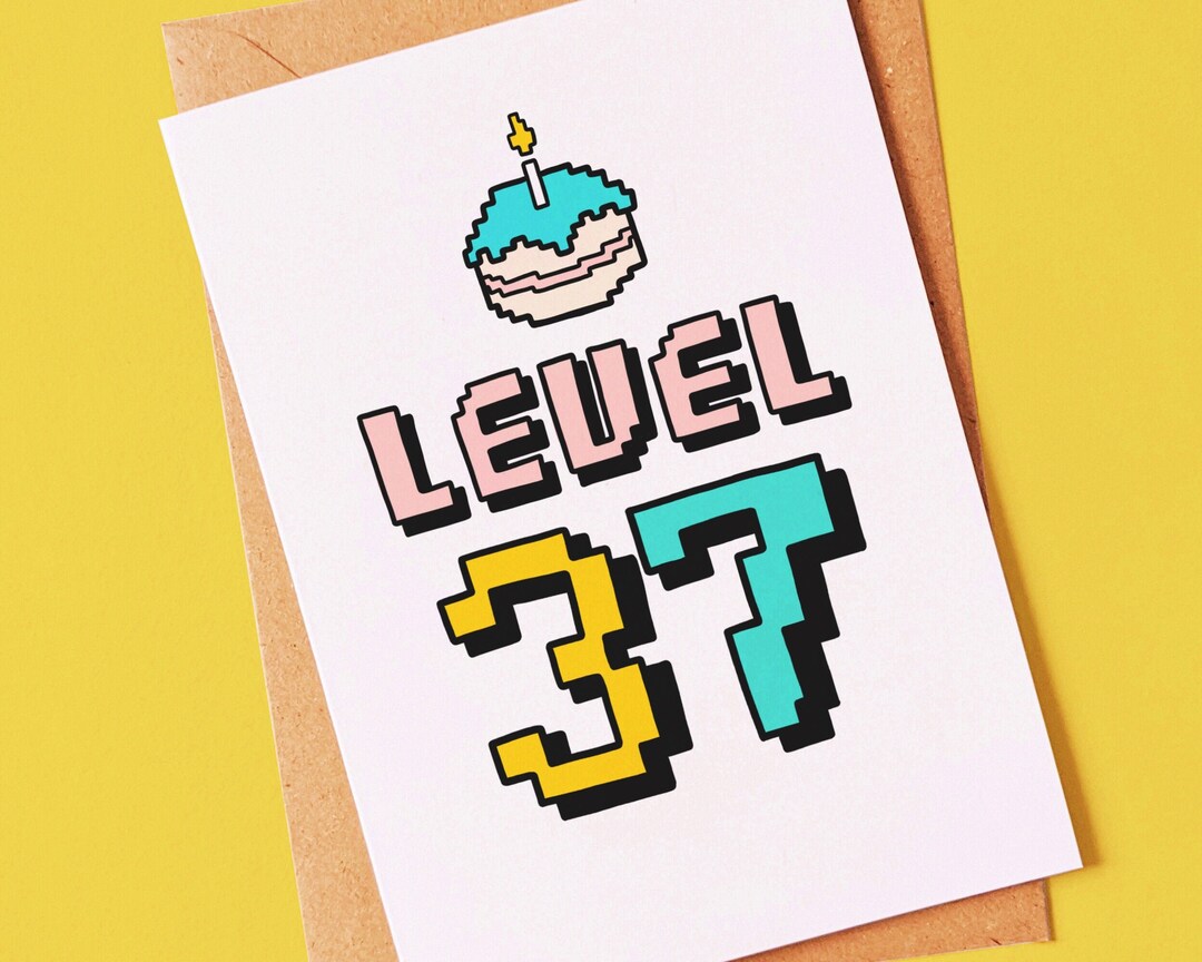 37 Years Old Funny Nerdy 37th Gamer Birthday Card for Your - Etsy