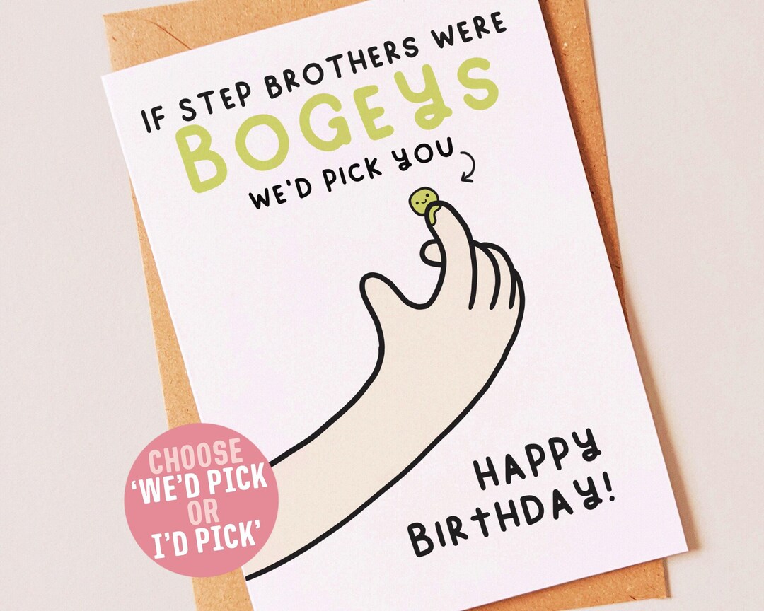 Funny Step Brother Birthday Card, for Him, Boy Gift Ideas and Cards ...