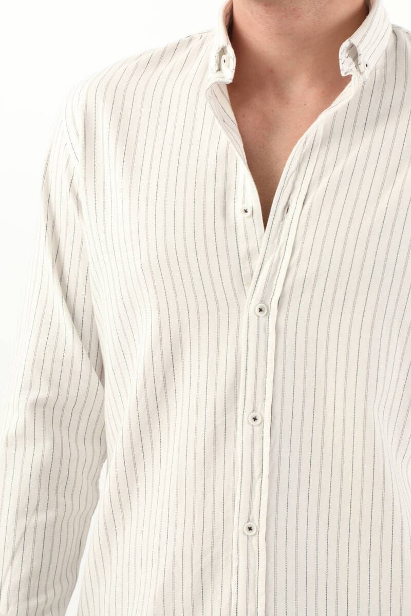 Men's White Striped White Shirt - Etsy