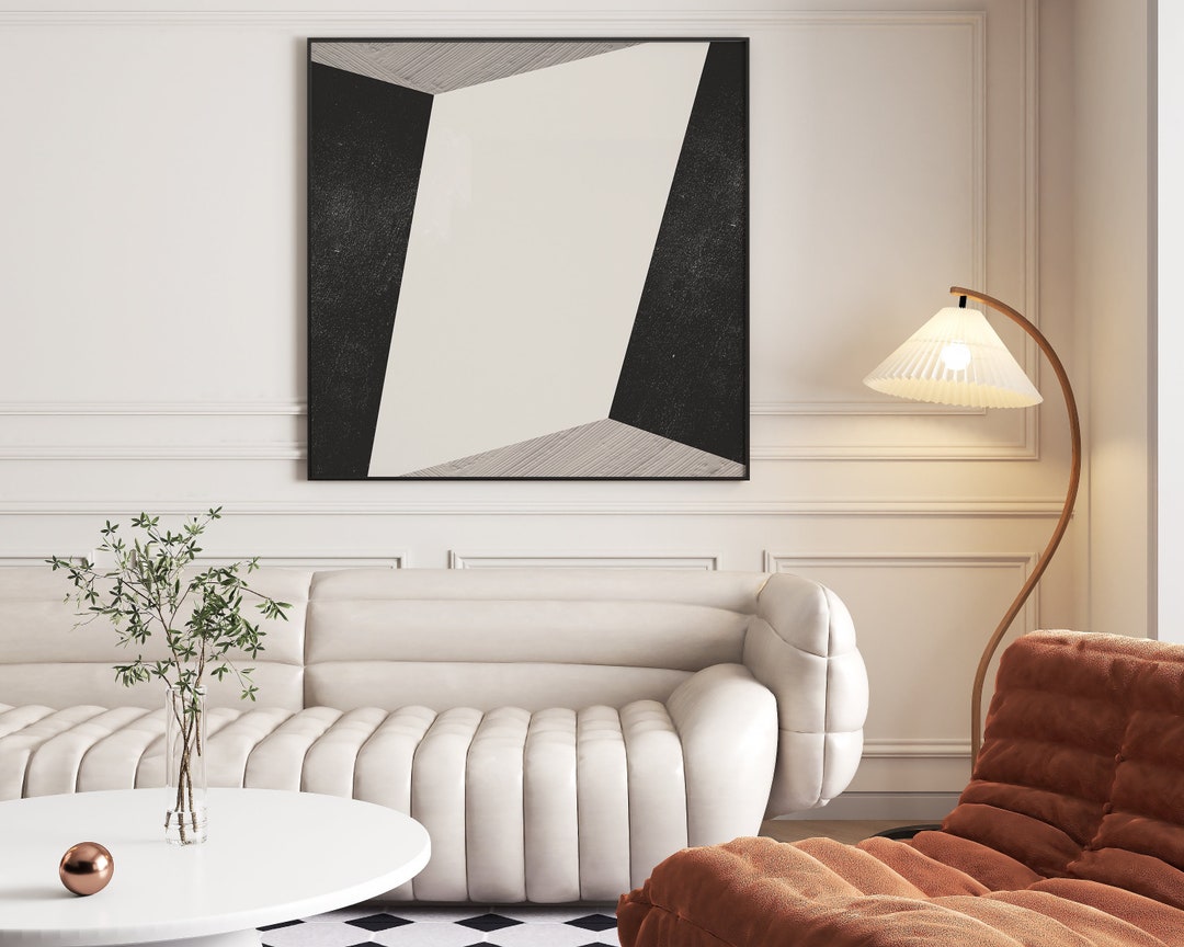 Abstract Art Prints, Geometric Wall Art, Black and Beige, Minimal Art ...