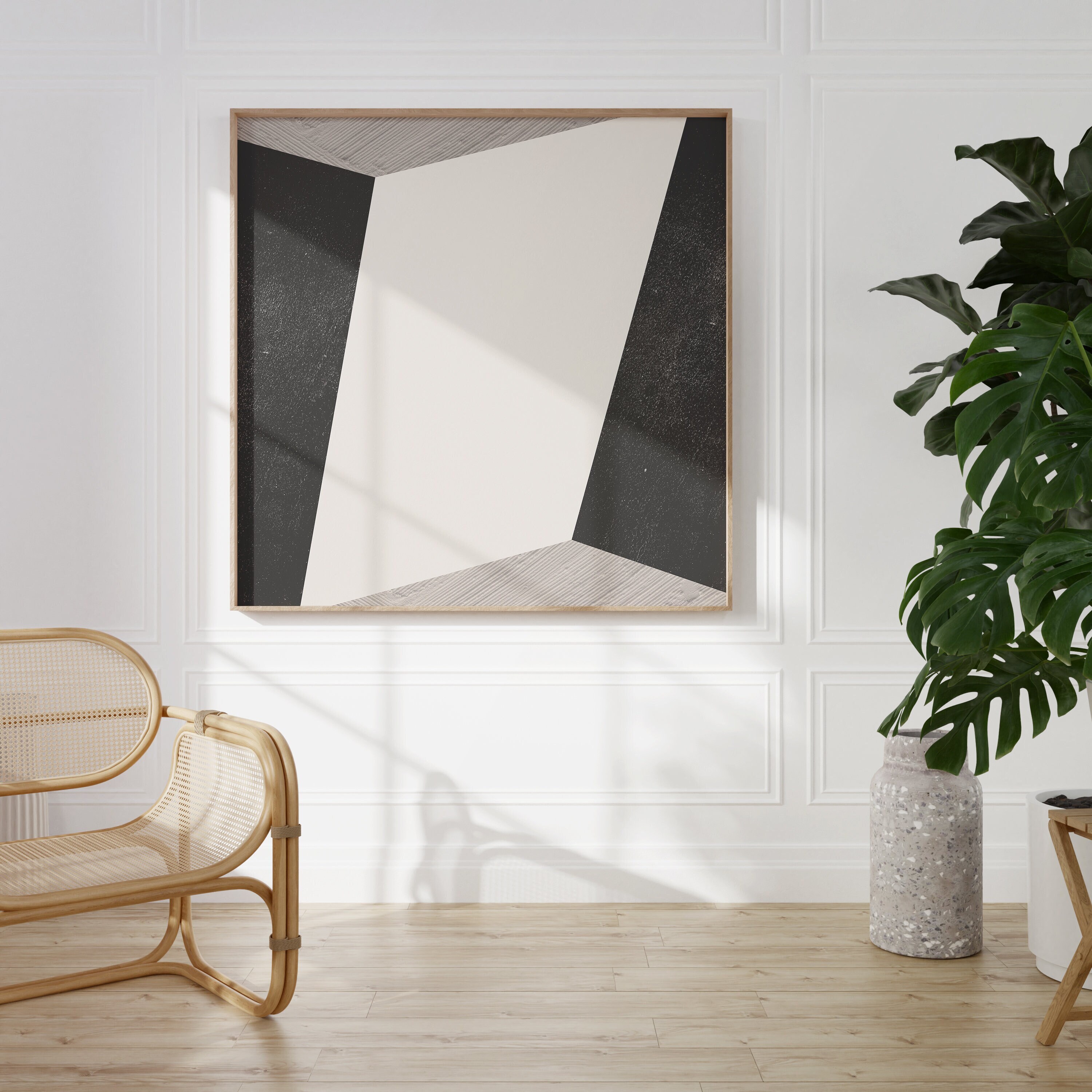 Abstract Art Prints, Geometric Wall Art, Black and Beige, Minimal Art ...