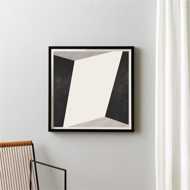 Abstract Art Prints, Geometric Wall Art, Black and Beige, Minimal Art ...