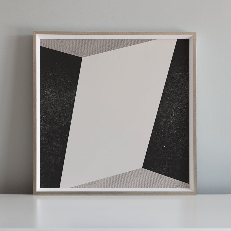 Abstract Art Prints, Geometric Wall Art, Black and Beige, Minimal Art ...