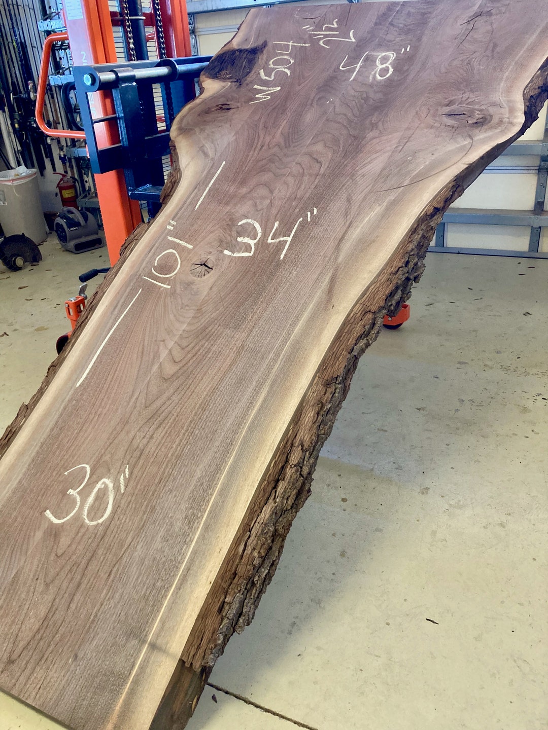 Black Walnut Live Edge Slab W504: 101x37x2.5 kiln-dried and Leveled - Etsy