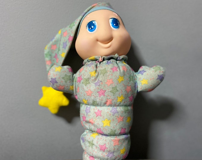 Vintage 1988 Playskool Gloworm Glow Worm Toy 12 Blue W/ Stars Worm Toy ...