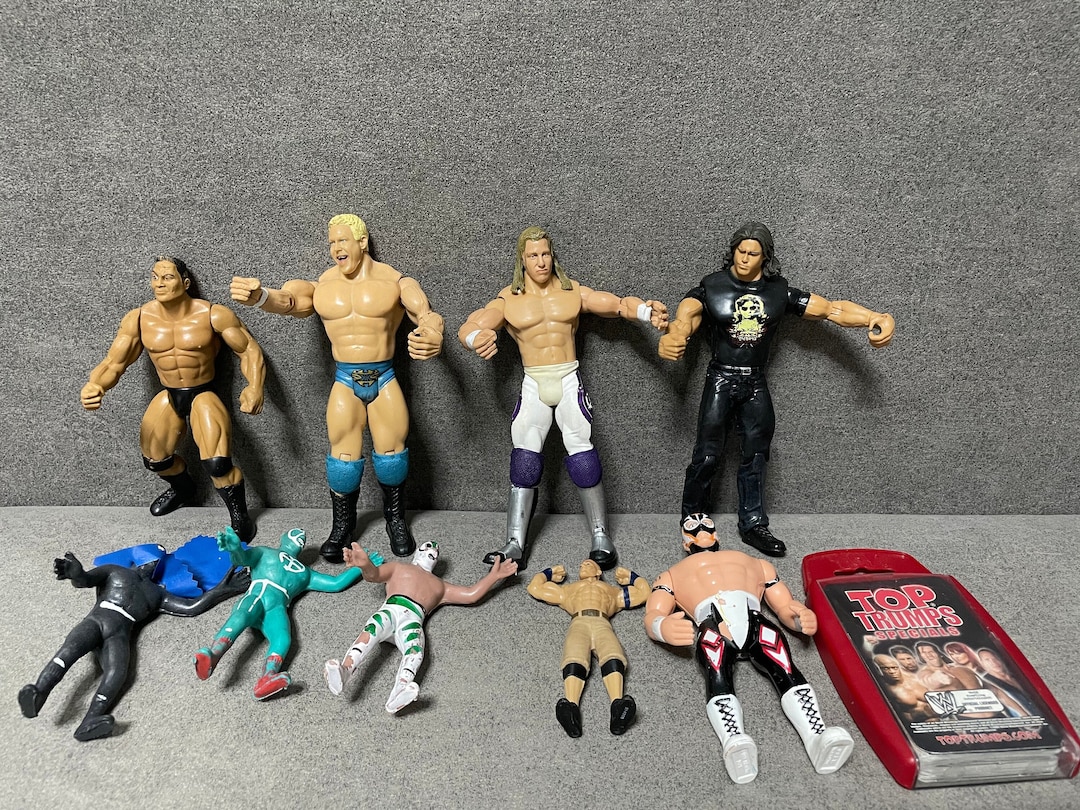 Lot of 10 WWE WWF WCW Jakks Titan Tron Live Wrestling Action Figures ...