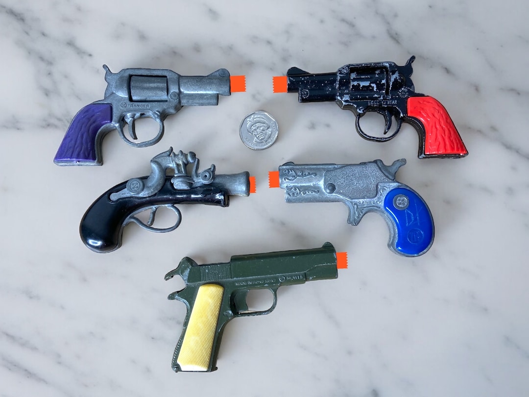 LOT OF 5 Mini Toys Gun Made in Hong Kong Vintage 70s Cap Gun Made in ...