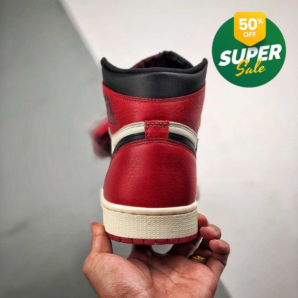 AJ1 Bred Toe Handmade Sneaker Gift for Men and Women on Valentine & New ...