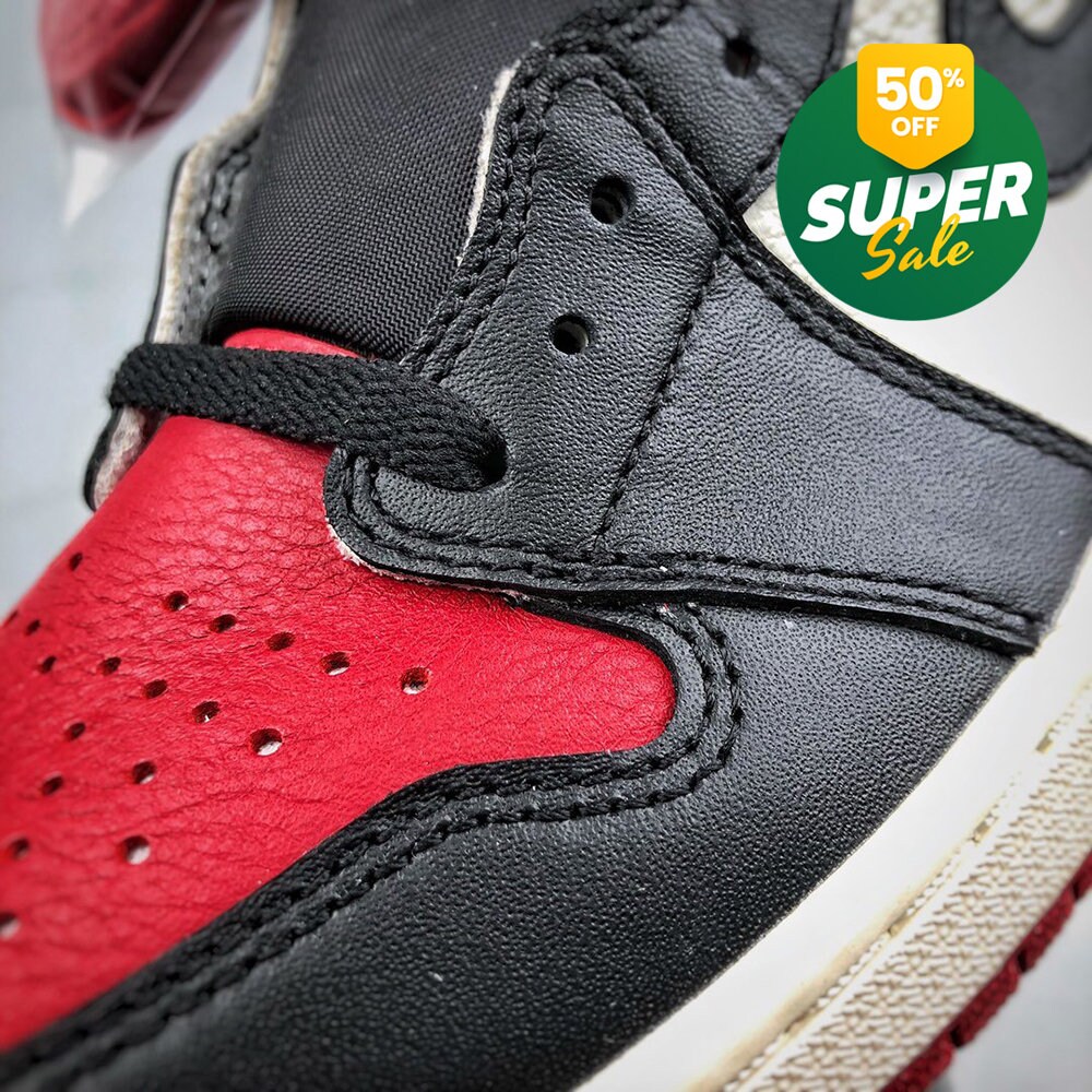 AJ1 Bred Toe Handmade Sneaker Gift for Men and Women on Valentine & New ...