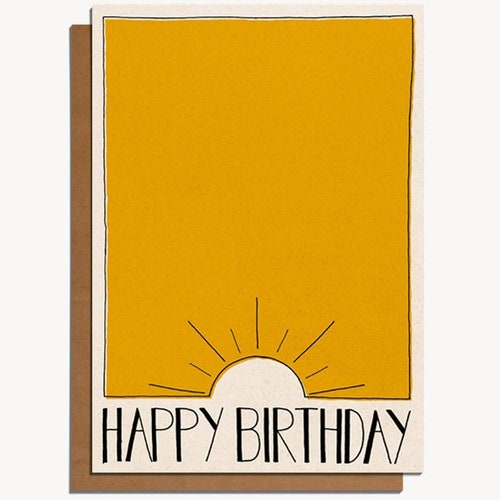 Happy Birthday Sun Mustard Yellow Greetings Card. A6 - Etsy