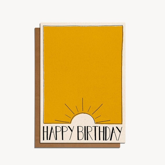 Happy Birthday Sun Mustard Yellow Greetings Card. A6 | Etsy