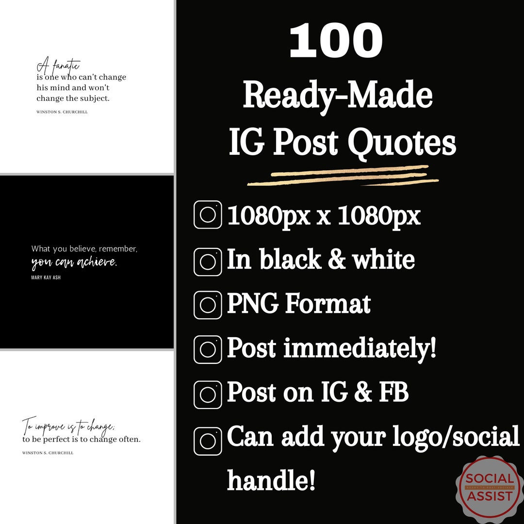 100 Ready Made Instagram Post Quotes Facebook Post Black - Etsy
