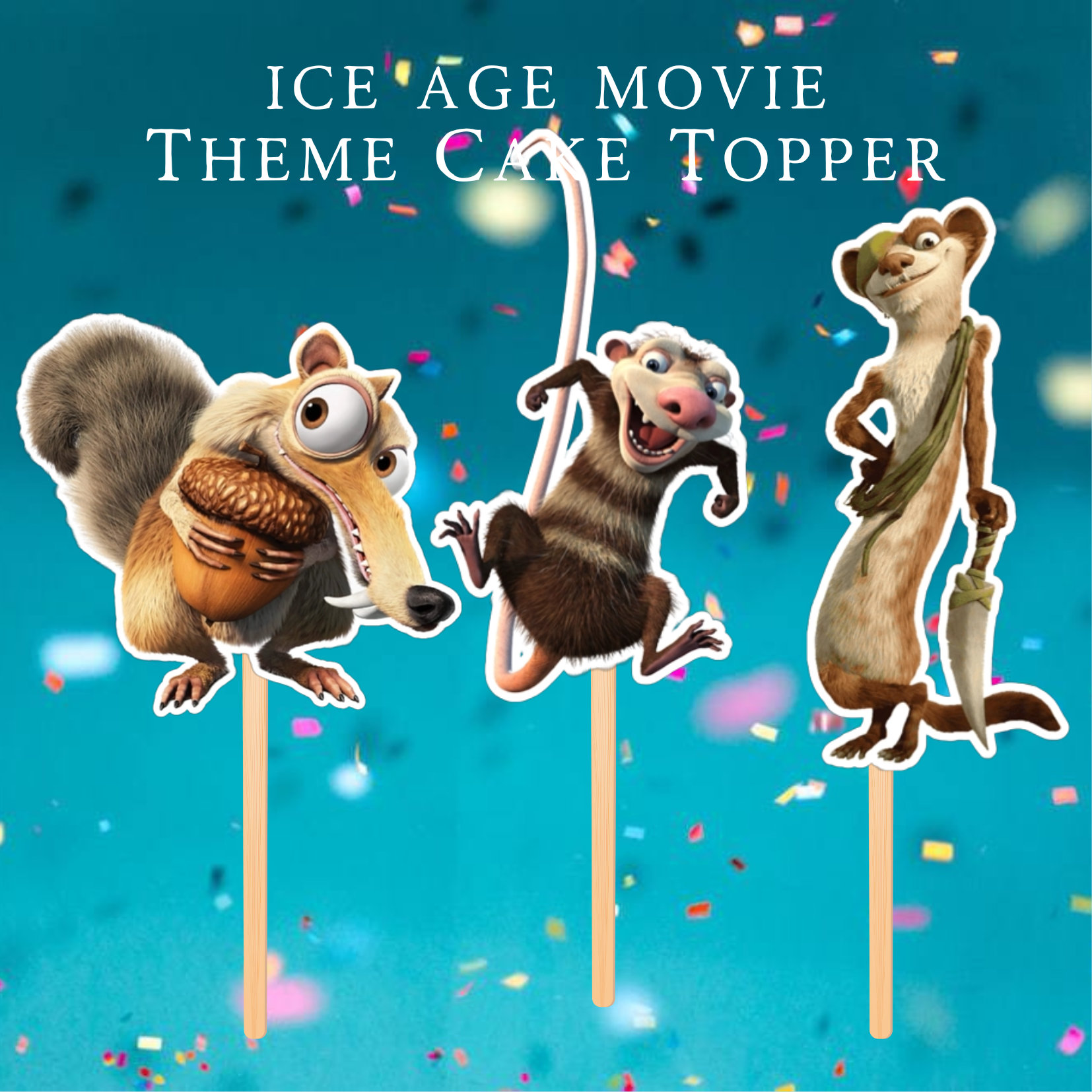 DIY Ice Age Cake Topper, Cupcake Toppers, Ice Age Topper, Digital File ...