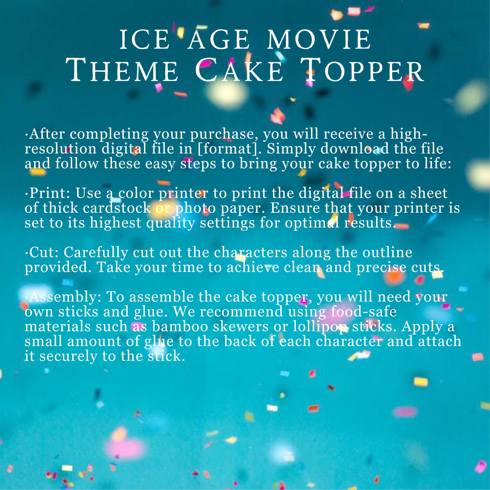 DIY Ice Age Cake Topper, Cupcake Toppers, Ice Age Topper, Digital File ...