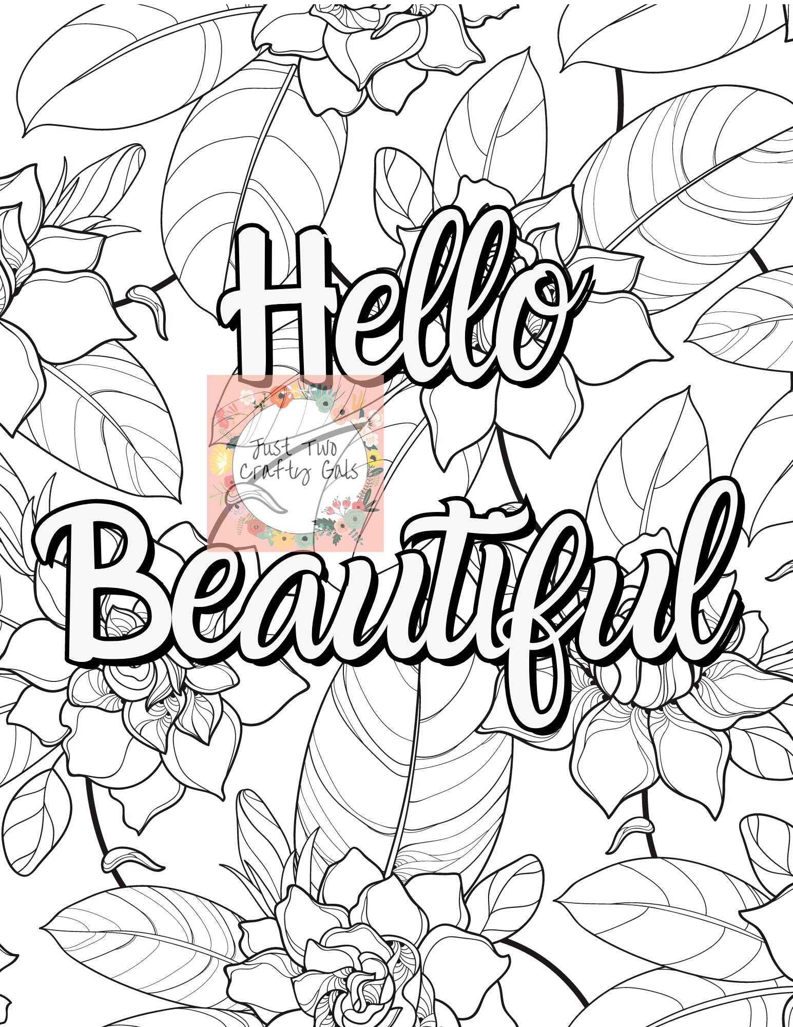 Hello Beautiful Coloring Page coloring page download adult | Etsy