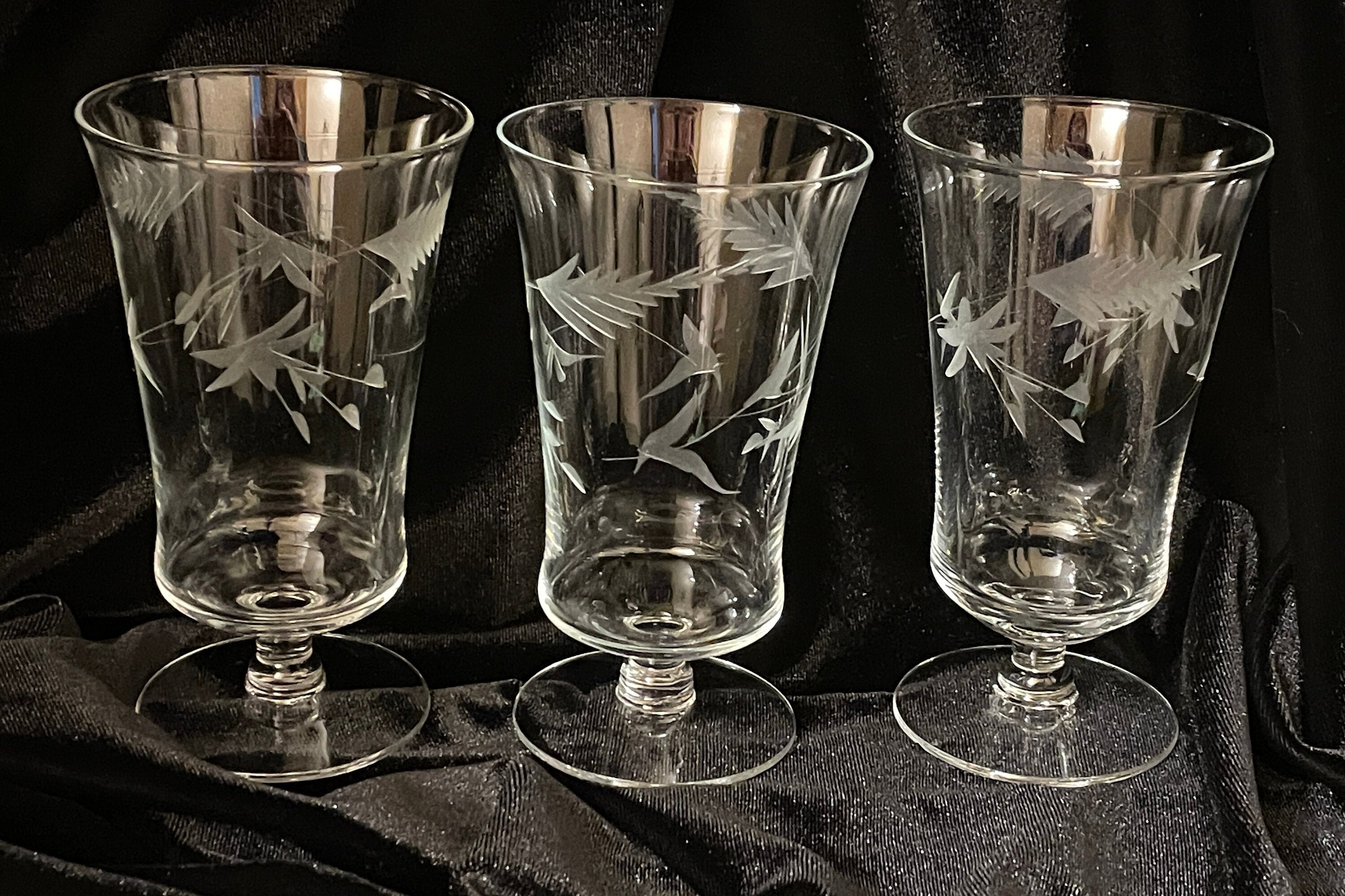 1930s/1940s Etched Glass Parfait Glasses, Set of 3 - Etsy